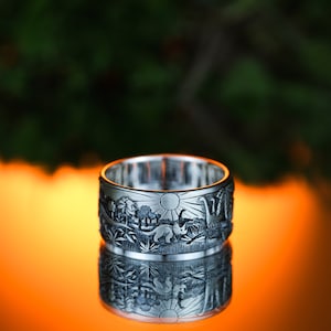 Dinosaurs Ring - Tyrannosaurs Wide Ring - Mesozoic Era Ring - Inspired ...