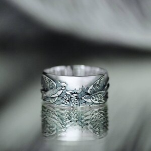 Bird Ring in Silver - Swifts Ring - Pair of Swifts Ring - Author Ring ...