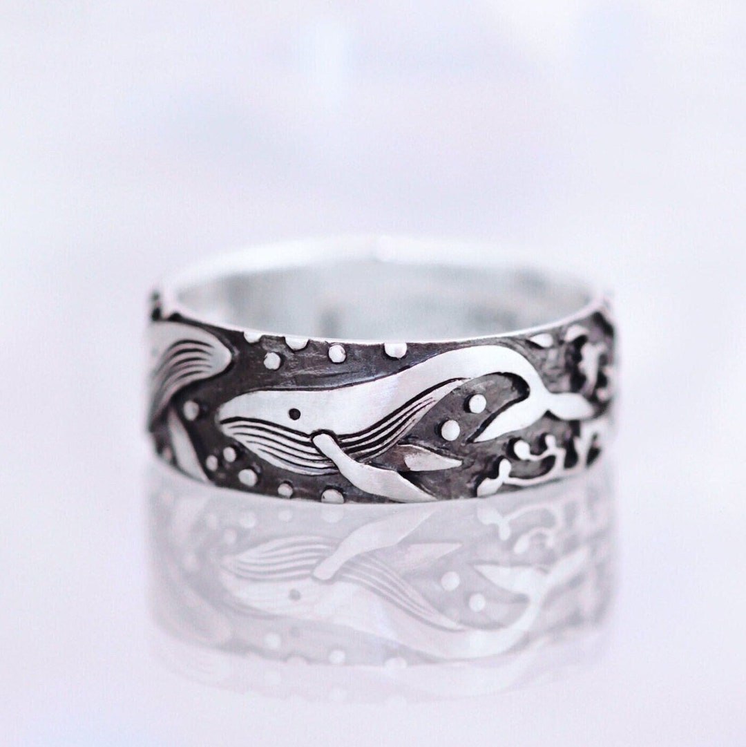 Ocean Ring - Whale Ring - Author's Sea Ring - Singing Whales - Whale Couple Ring - Whale Promise ...