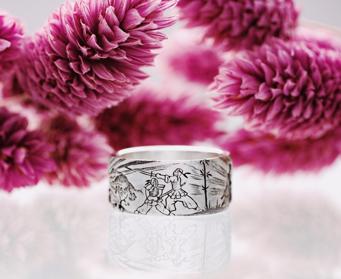 Samurai Ring Japanese Ring Japanese Engraving Samurai - Etsy