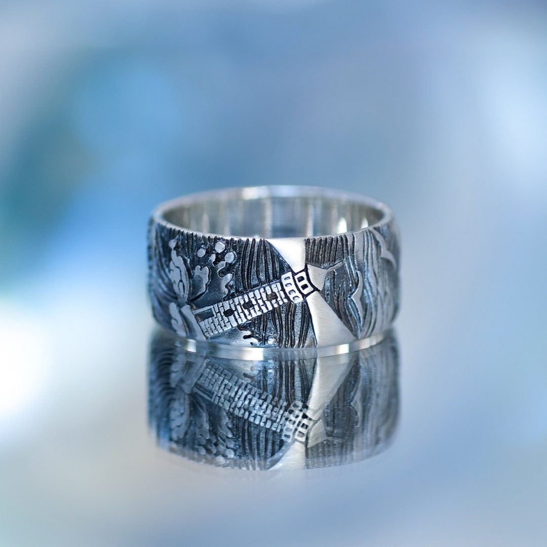 Ocean Ring Ring Lighthouse Ring With the Ocean Waves Seagulls Sea ...