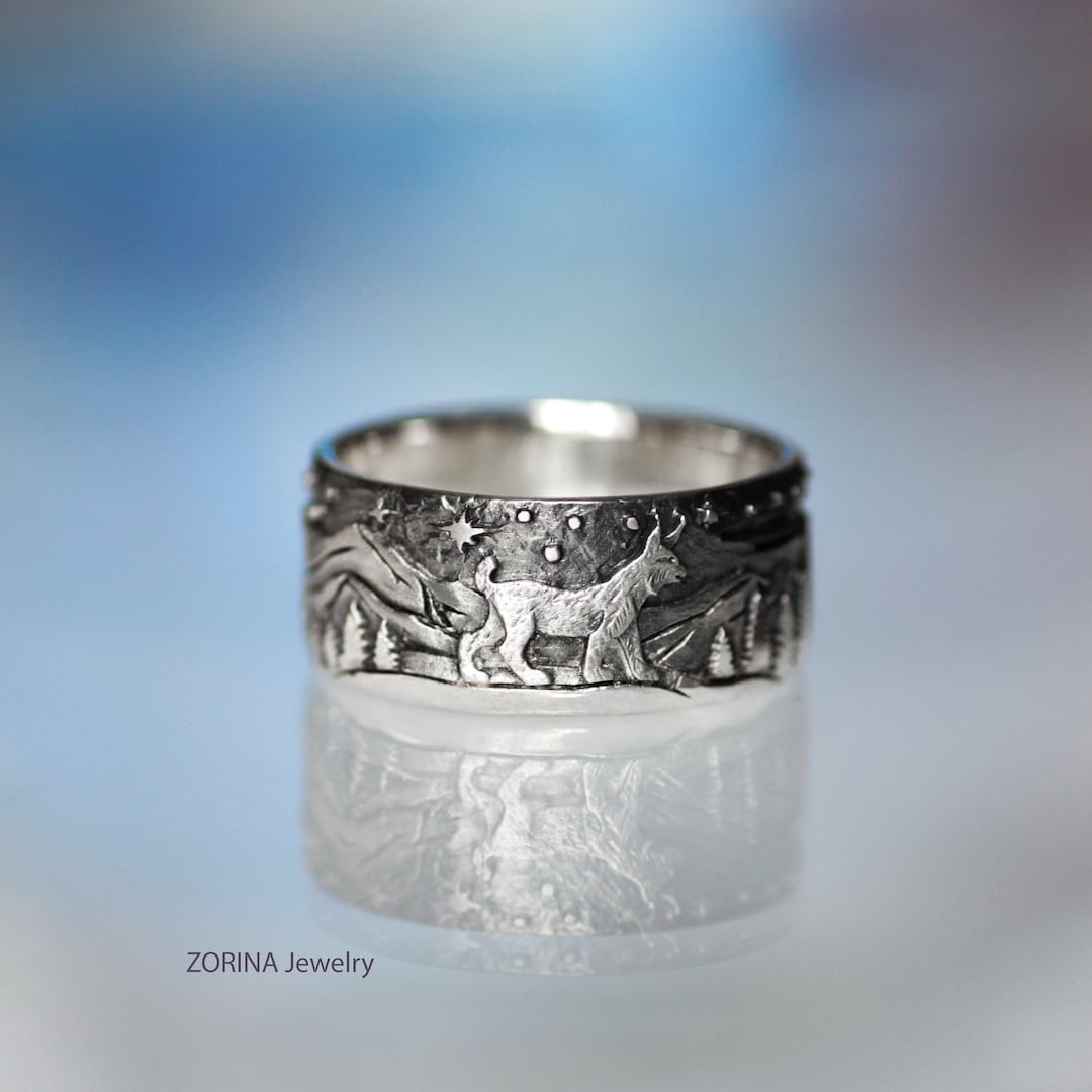 Ring "lynx Among Coniferous Forest" - Lynx Ring - Animal Ring - Wide ...