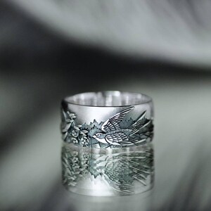 Bird Ring in Silver - Swifts Ring - Pair of Swifts Ring - Author Ring ...