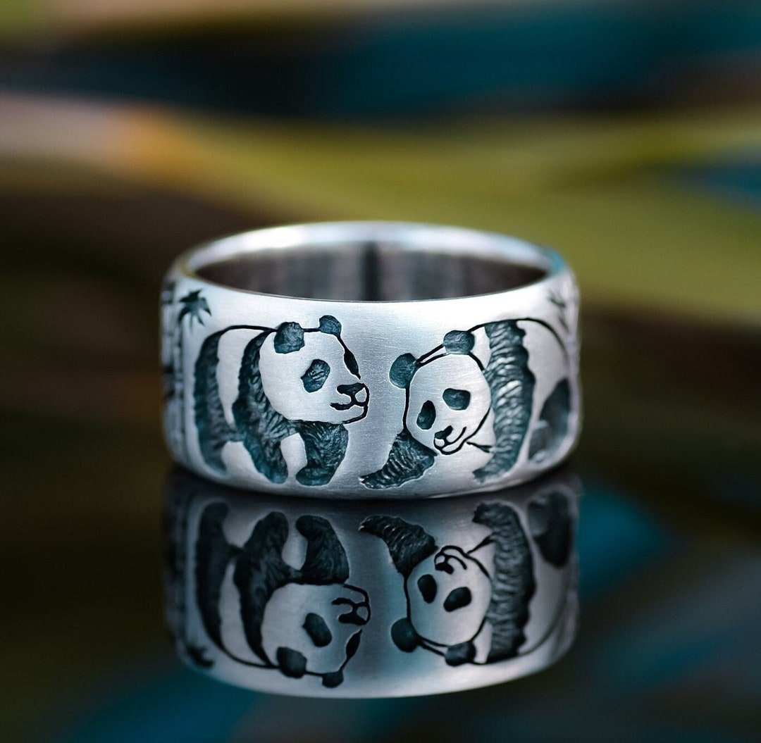 Pandas Ring - Author Ring - Panda Family on Ring - Cute Pandas in ...