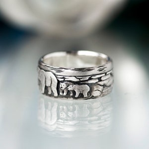 Handmade Sterling Silver Polar Bear Ring, Arctic Wildlife Jewelry - Etsy