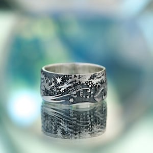 Handmade Sterling Silver Raccoon Ring – Space Scene Patina Jewelry - Etsy