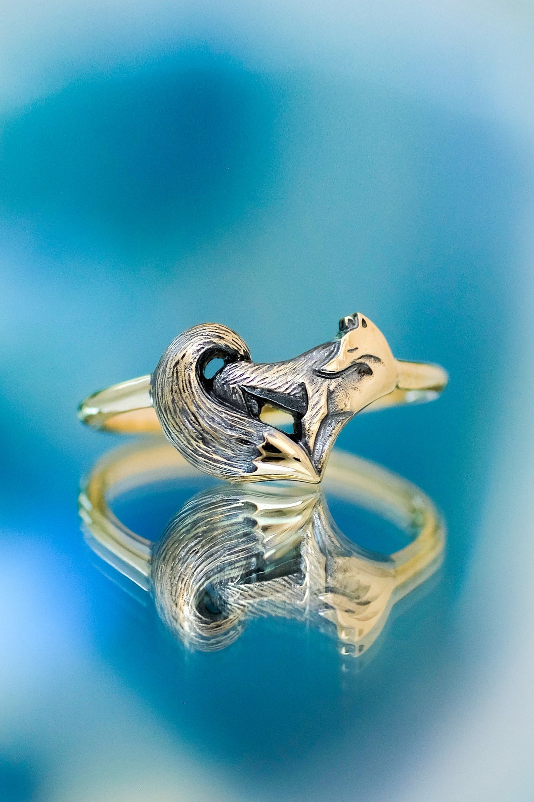 Handmade 14k Yellow Gold Fox Ring – Elegant Animal Jewelry - Etsy UK