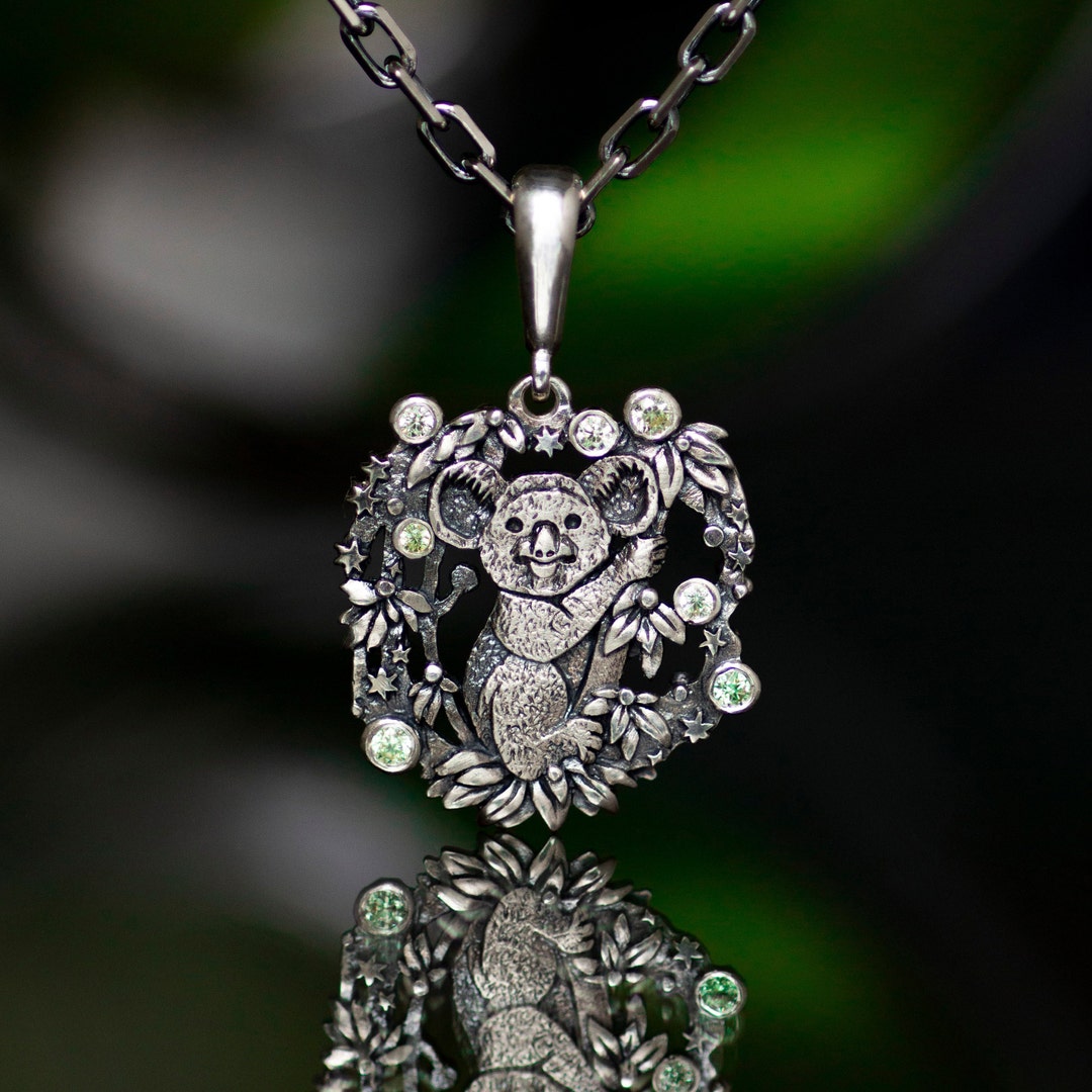 Koala Pendant - Koalas on Bamboo Silver -author Koala Pendant - Cute ...