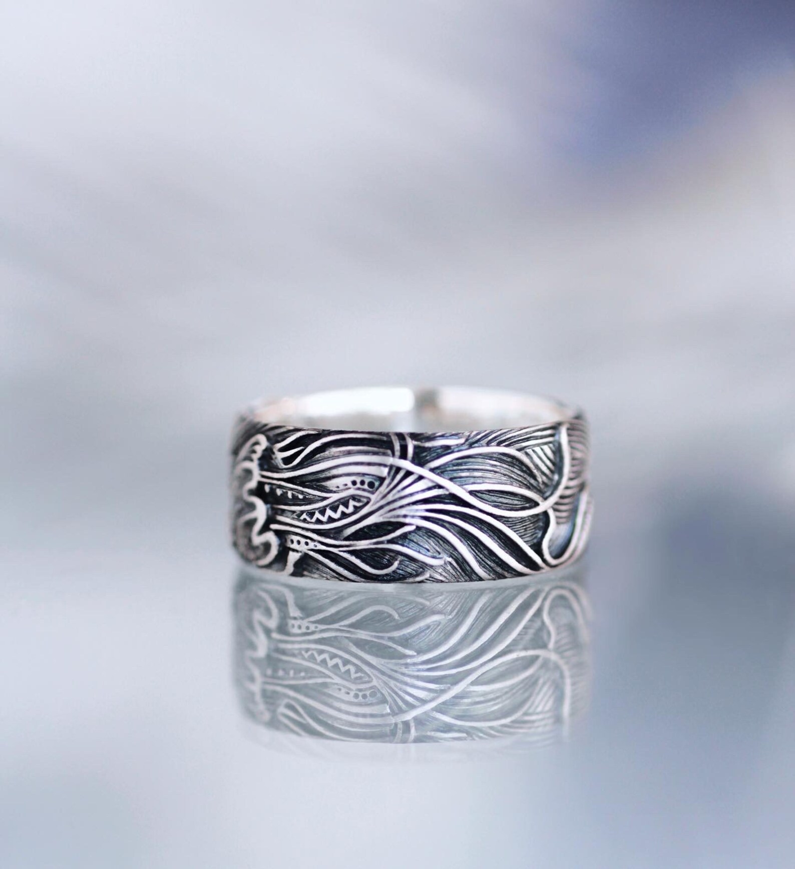 Jellyfish Ring Ocean Ring Ocean Ring Wave Ring Jewelry - Etsy