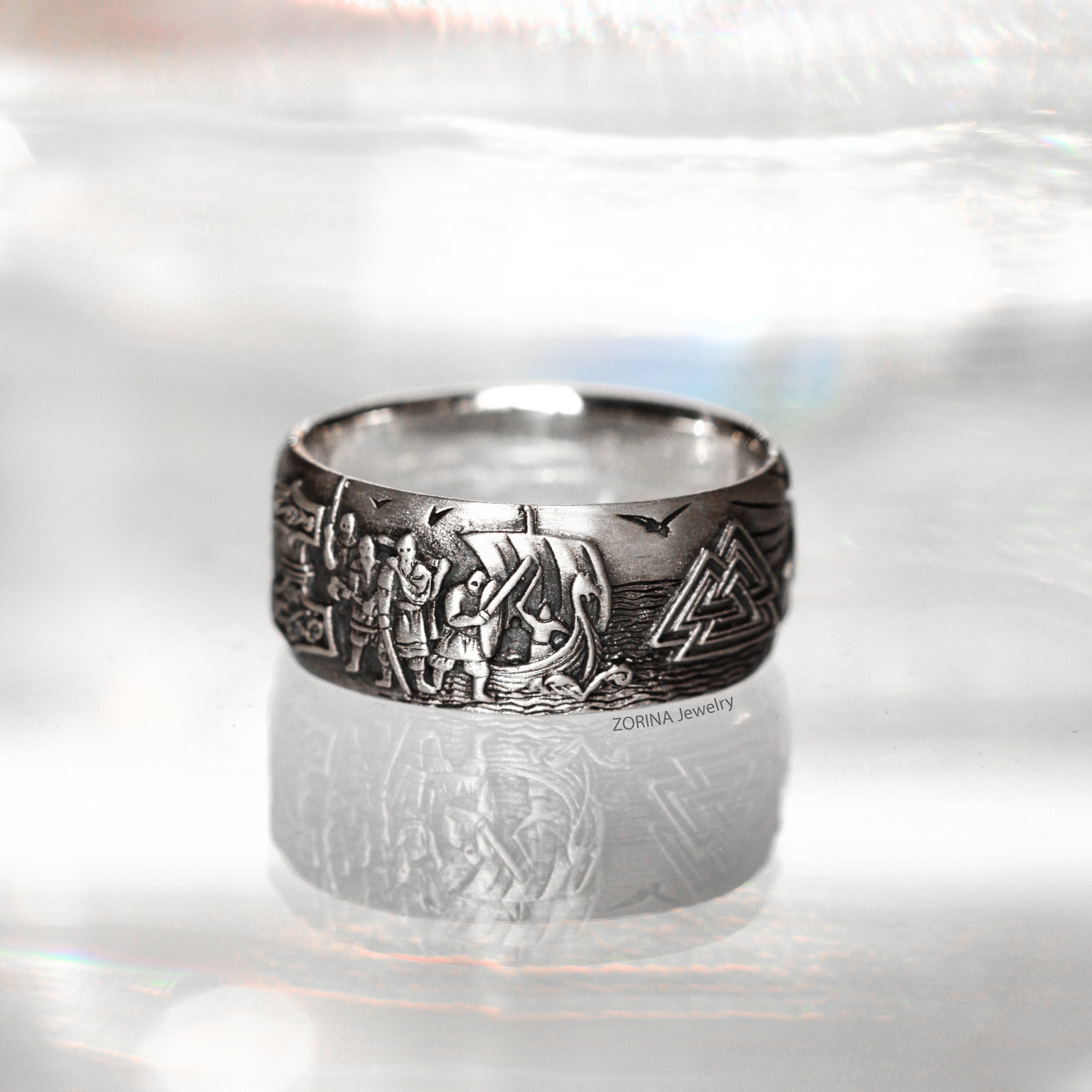 Viking Ring Men's Band Wide Rune Ring Gift Ring for - Etsy