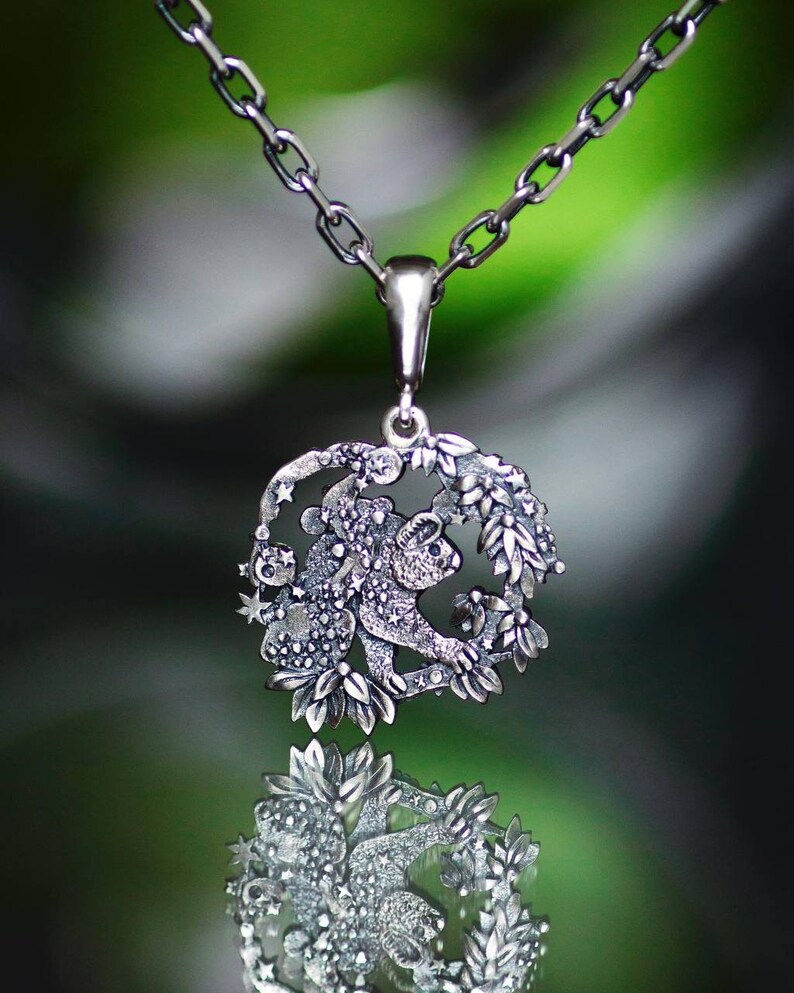 Koala Pendant Koalas on Bamboo Silver author Koala Pendant - Etsy