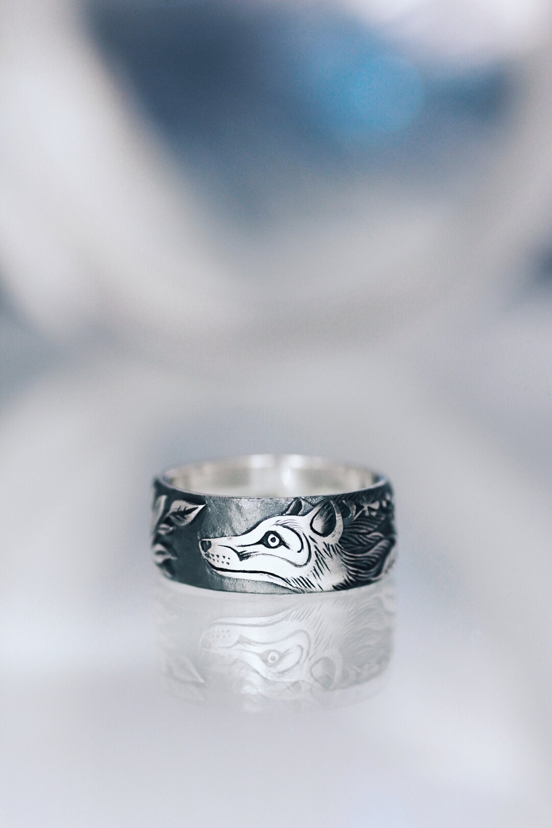 Wide Ring fox in Flowers Fox Ring Ring With a - Etsy