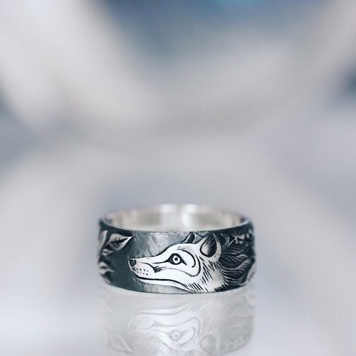 Wide Ring fox in Flowers Fox Ring Ring With a - Etsy