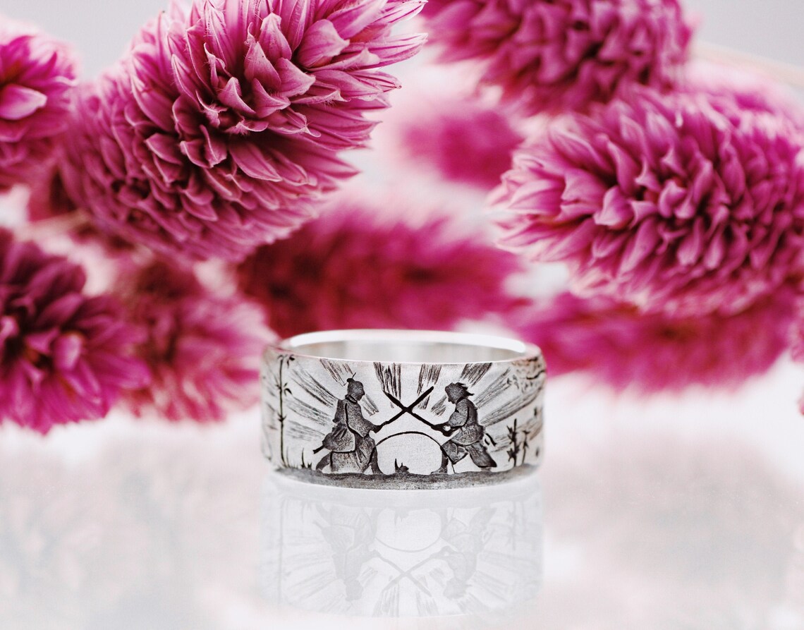 Samurai Ring Japanese Ring Japanese Engraving Samurai - Etsy