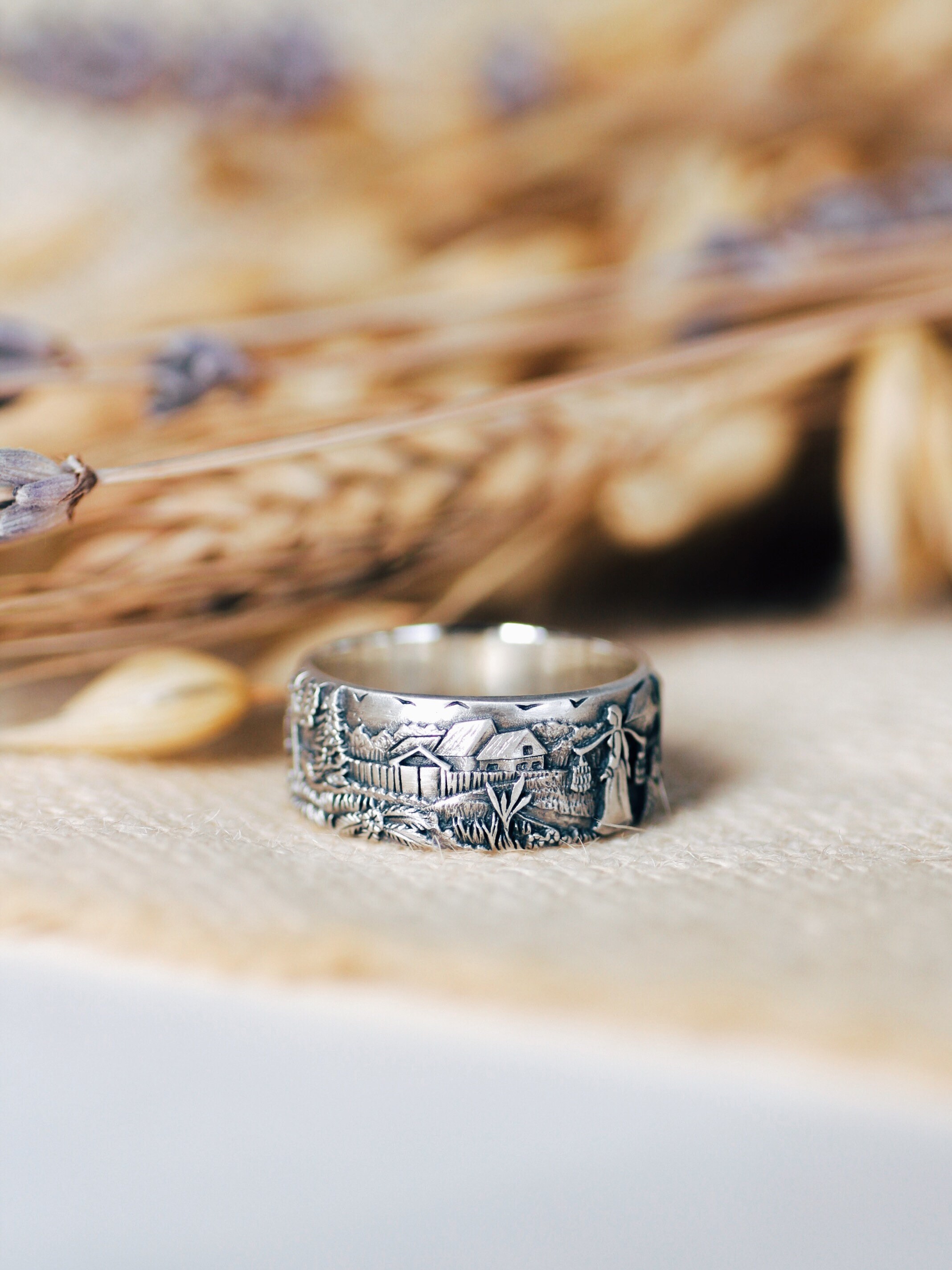 Wide ring with a girl folklore ring Russian fairy tale | Etsy