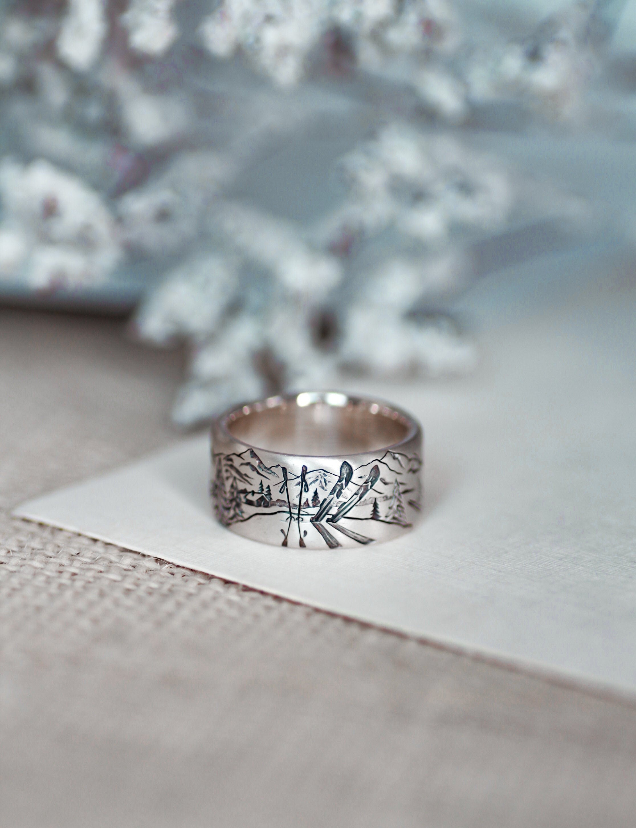 Ski resort Wide ring Skiing The mountains | Etsy