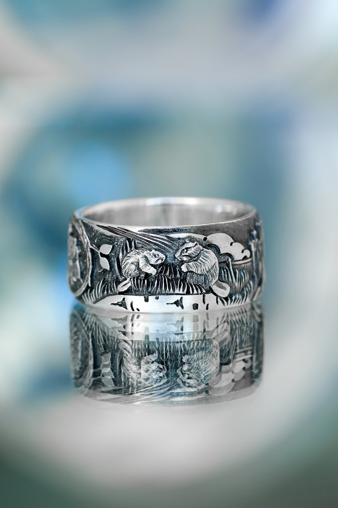 River Beavers Handmade Ring - Cute Beaver Builders - Mom and Baby ...