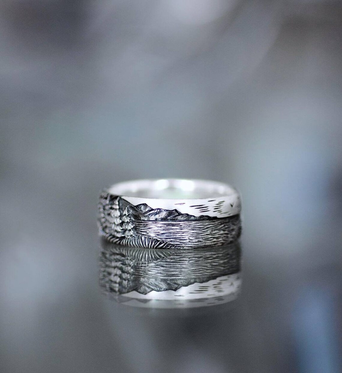 Ring Wolf Wolf Wide Ring Forest and Sea Forest Ring - Etsy