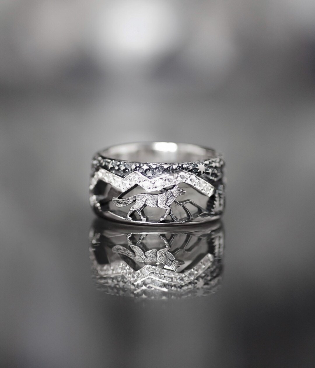 Mountain Wolf Ring Dainty Ring Wolf Ring for Women - Etsy