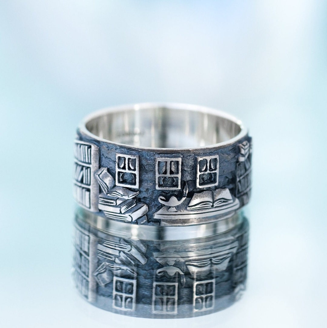Secret Library - Ring With Books - Archivist Ring - Bookshelves ...