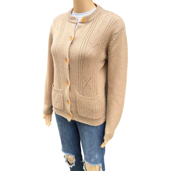 Amelia Cardigan Womens Tan Brown Front Pocket Knit Sw… - Gem
