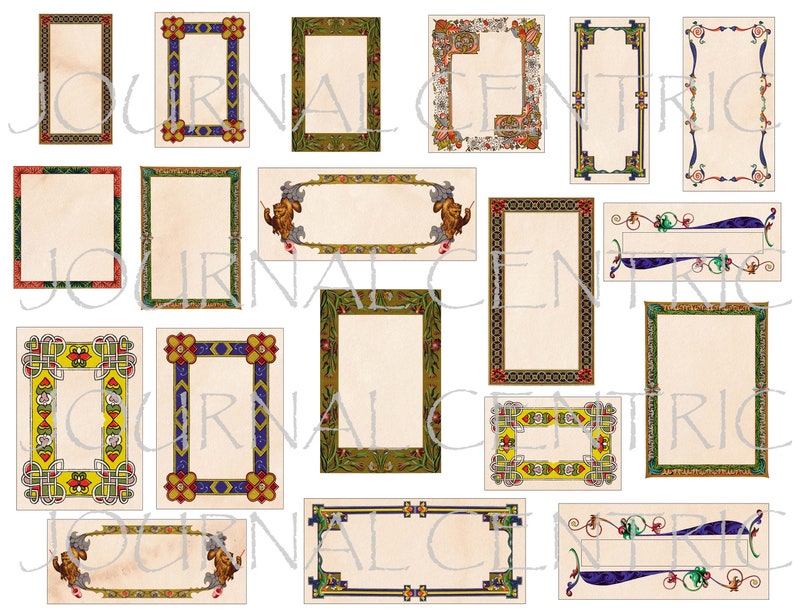 Fancy Medieval-themed Labels Digital Kit Collage Pieces - Etsy