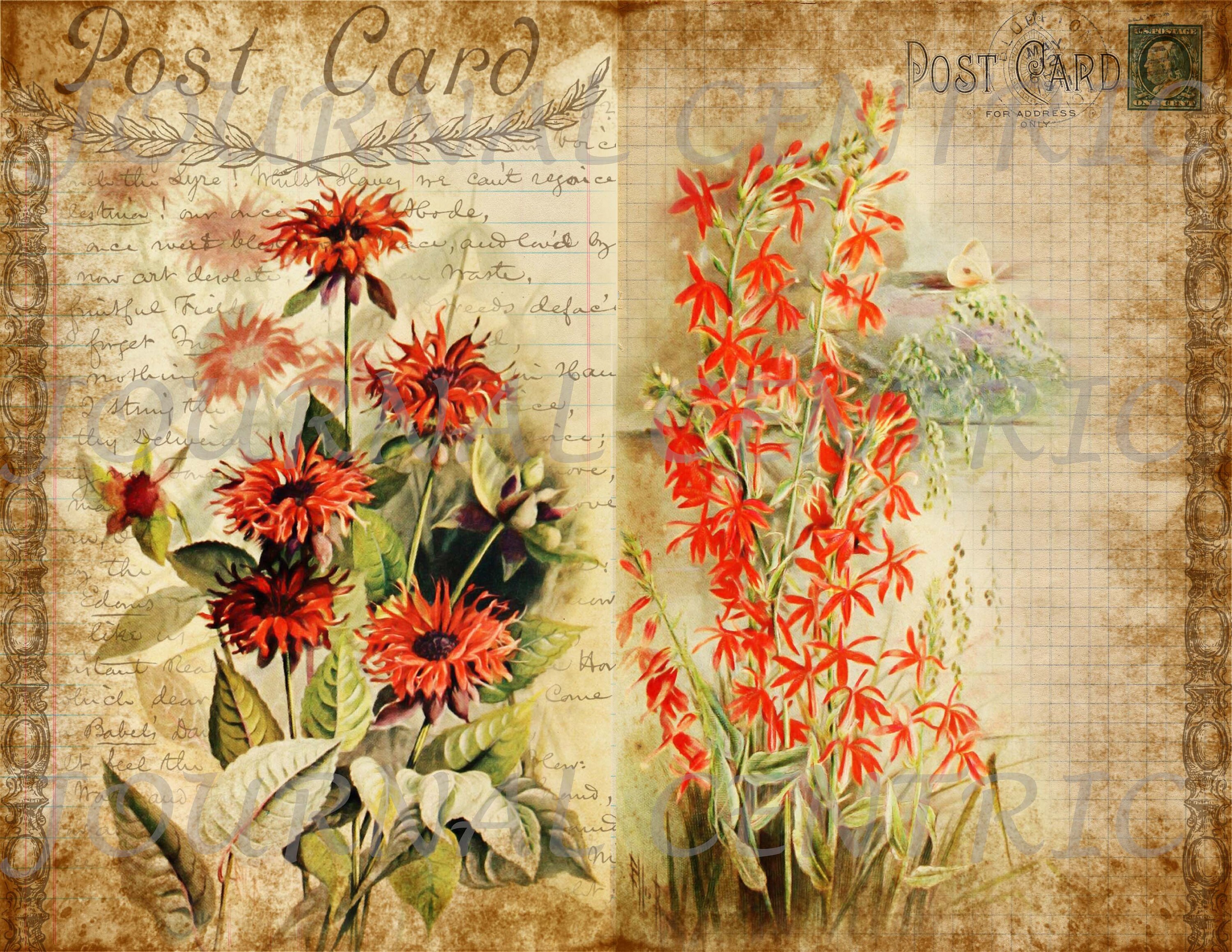Floral Post Vintage Digital Journal Pages Kit - Etsy