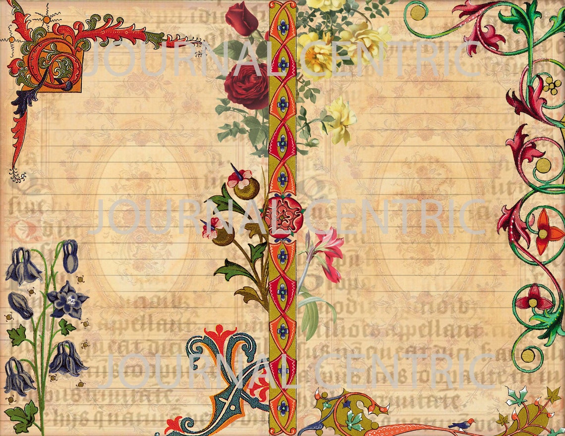 Medieval Floral Digital Journal Kit - Etsy