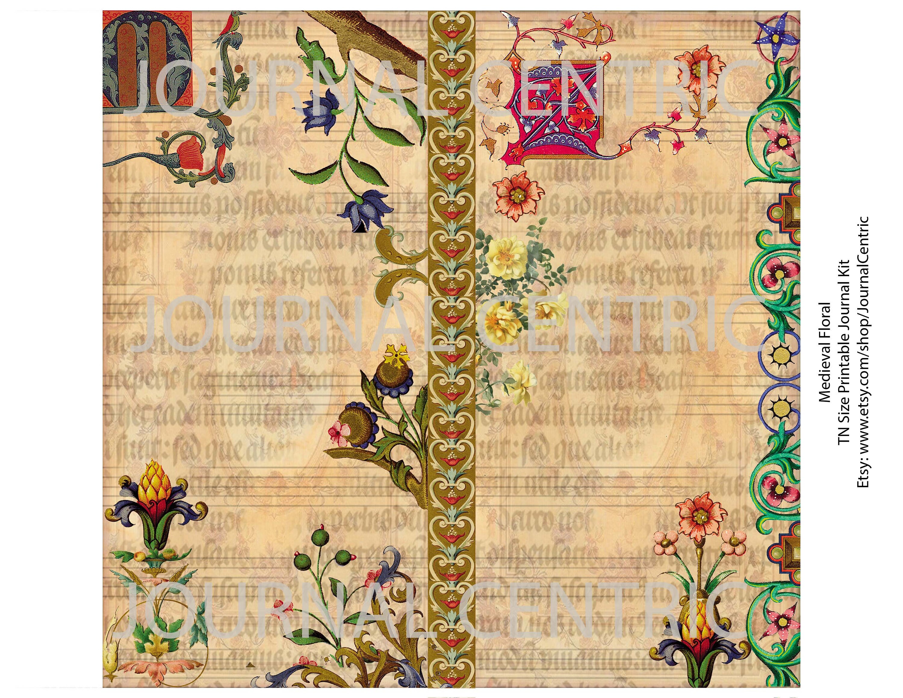 Medieval Floral Digital Journal Kit: TN Size | Etsy