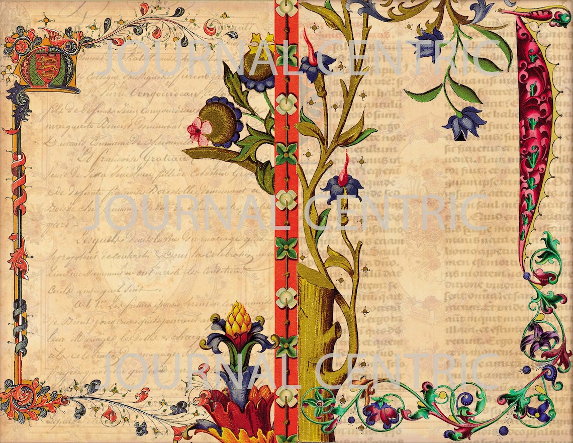 Medieval Floral Digital Journal Kit - Etsy