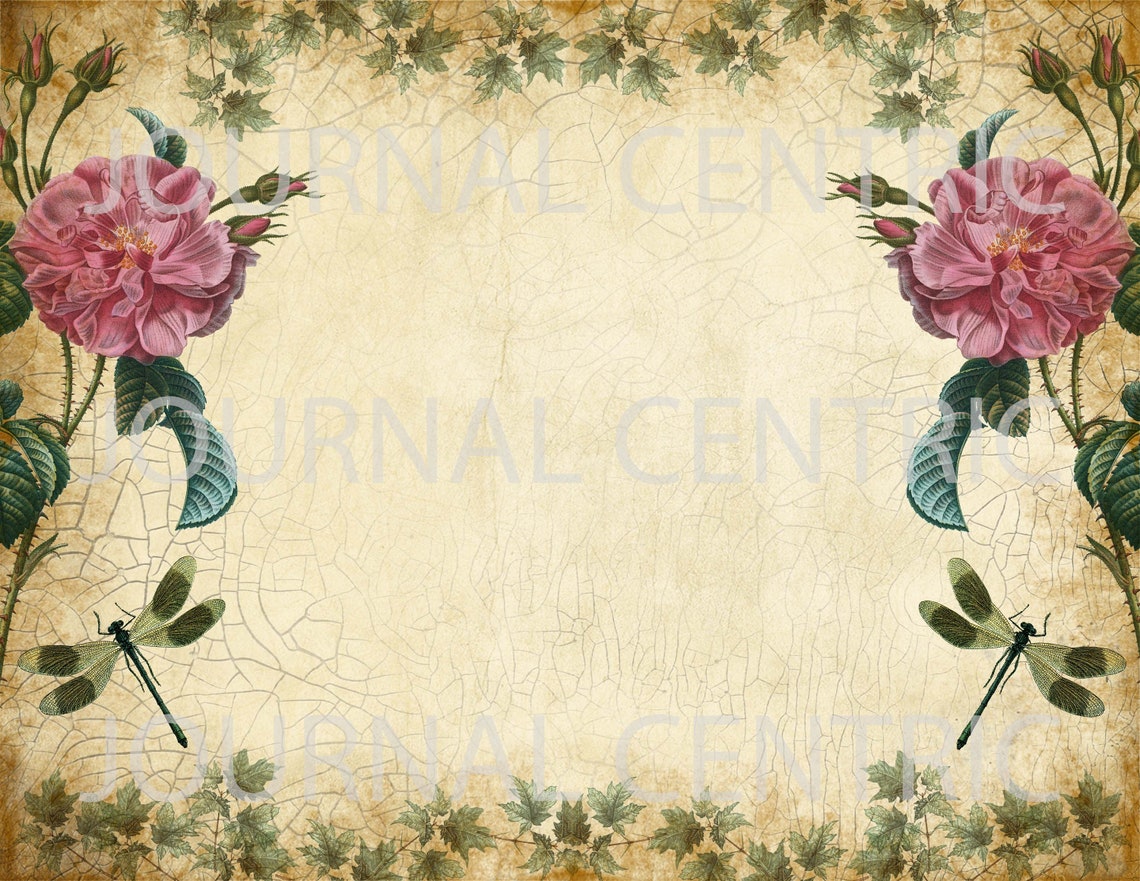Floral Script Vintage Digital Journal Pages Kit | Etsy