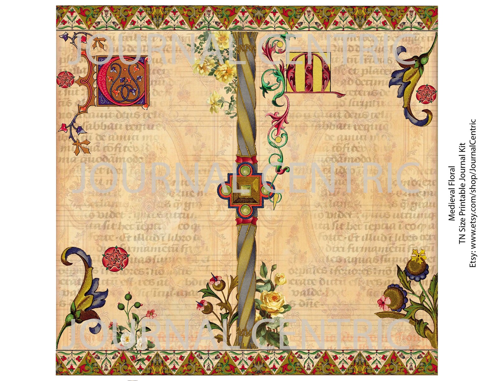 Medieval Floral Digital Journal Kit: TN Size - Etsy