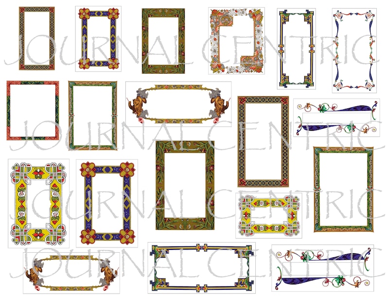 Fancy Medieval-themed Labels Digital Kit Collage Pieces - Etsy