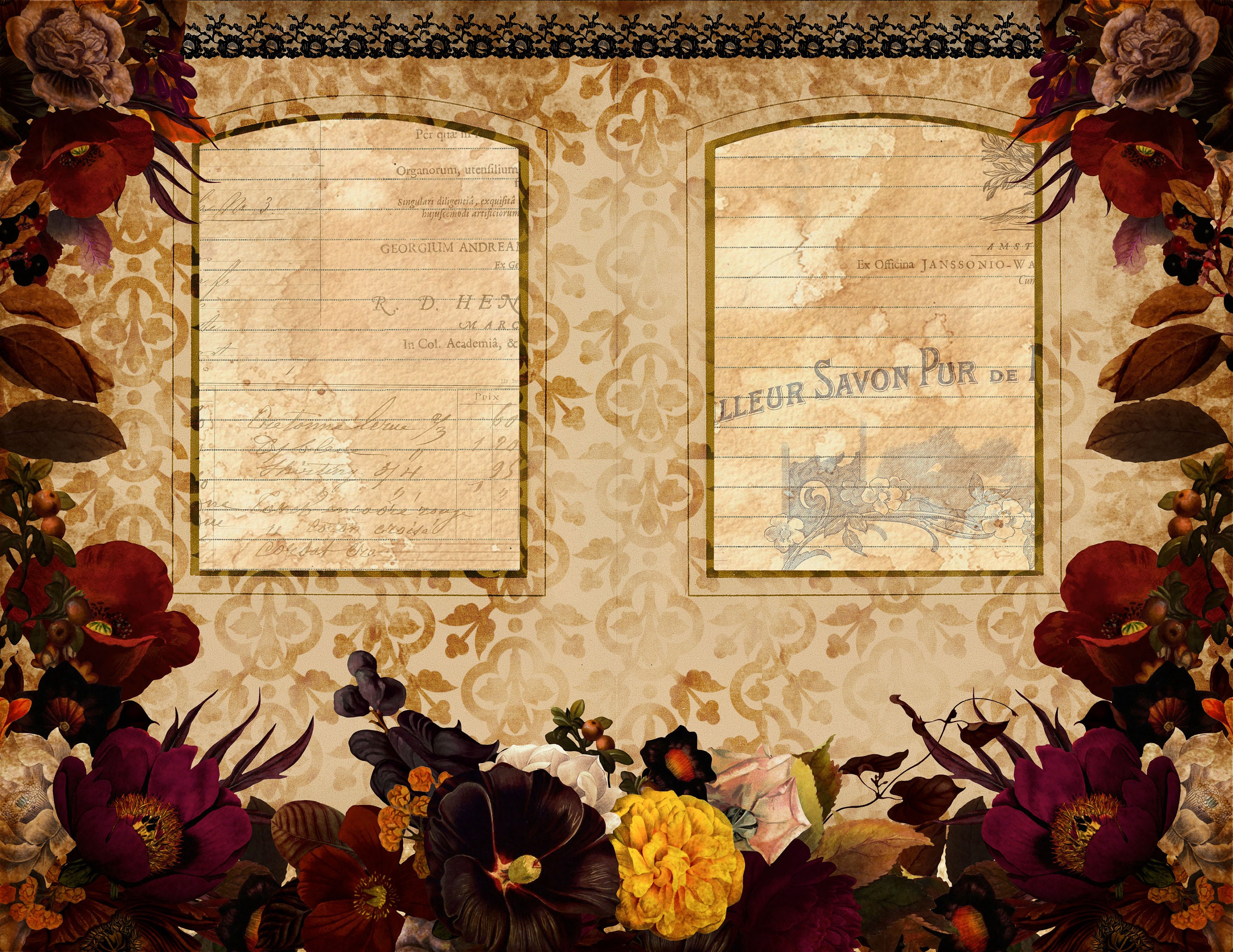 Midnight Flowers Digital Journal Kit - Etsy