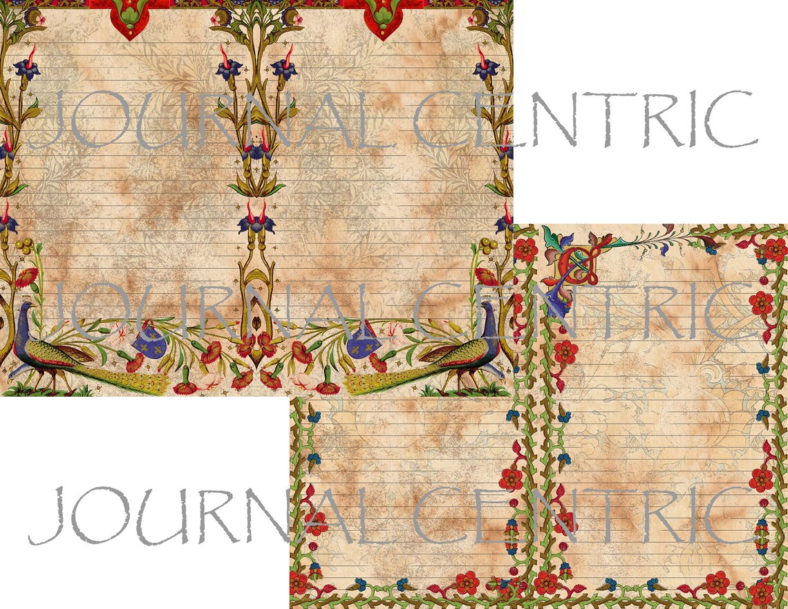 Medieval Floral Theme Digital Journal Pages Kit | Etsy