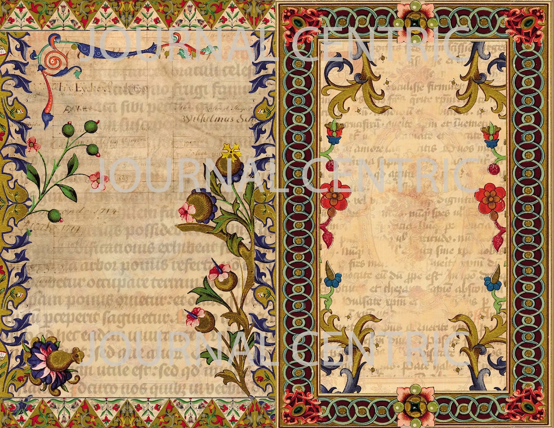 Medieval Floral Digital Journal Kit - Etsy