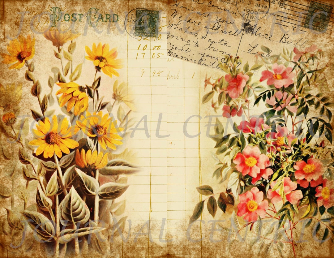 Floral Post Vintage Digital Journal Pages Kit - Etsy
