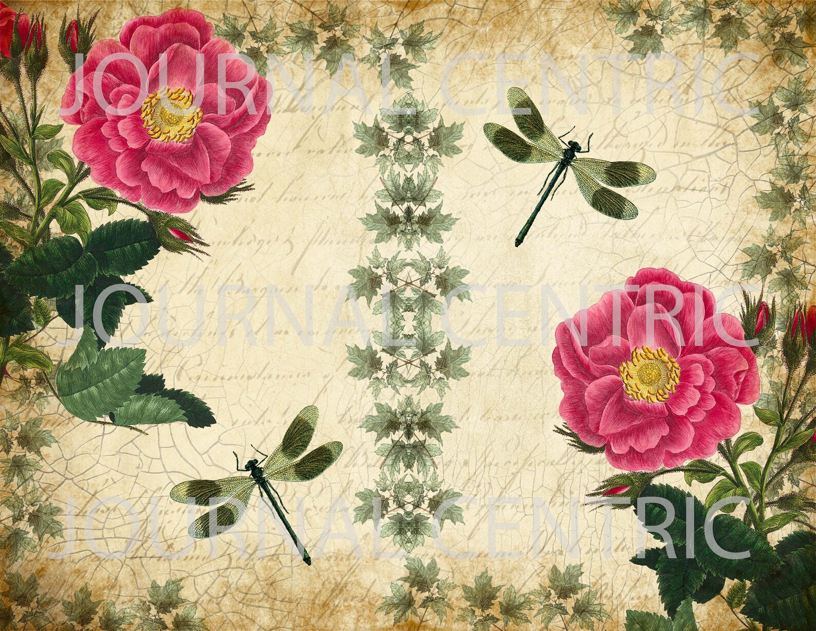 Floral Script Vintage Digital Journal Pages Kit - Etsy