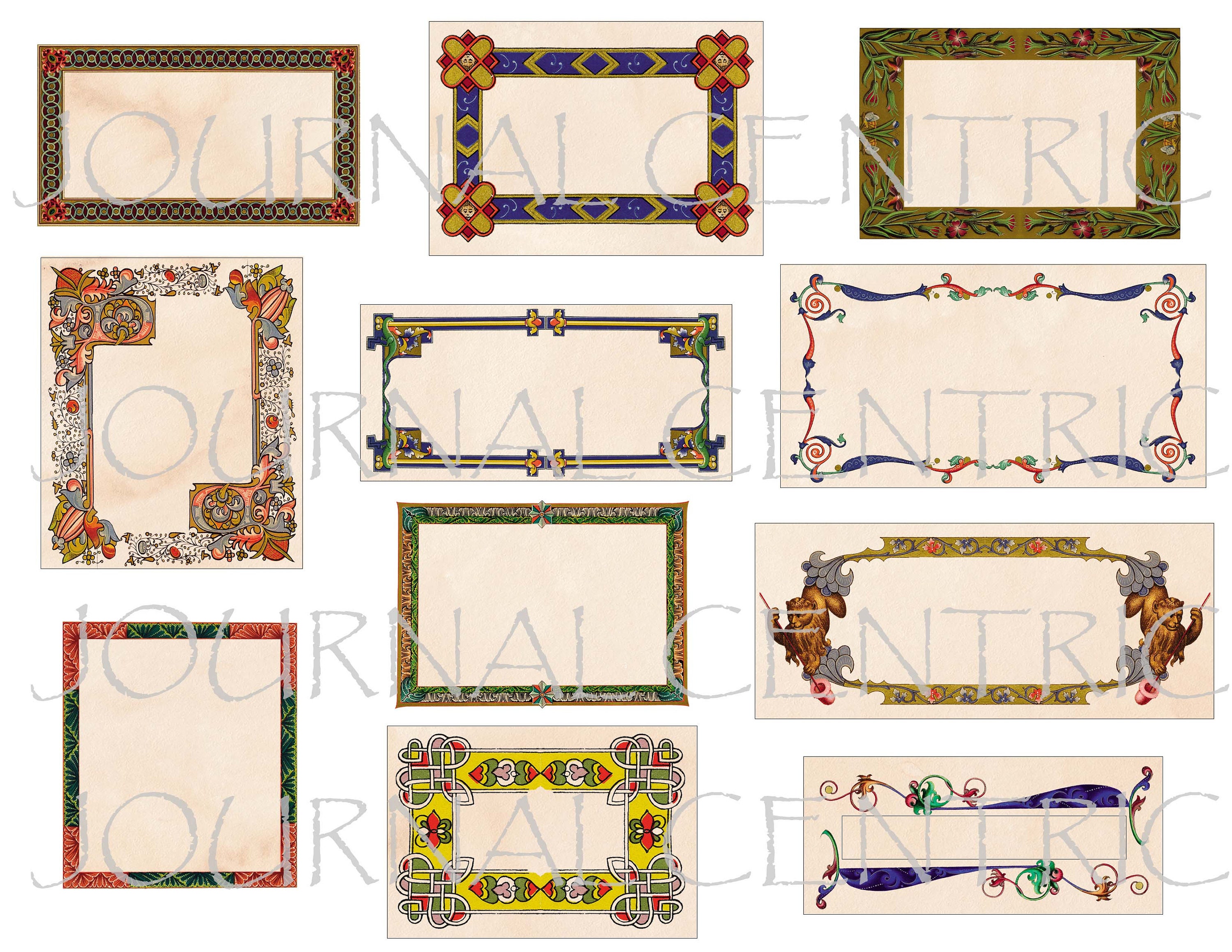 Fancy Medieval-Themed Labels Digital Kit Collage Pieces | Etsy