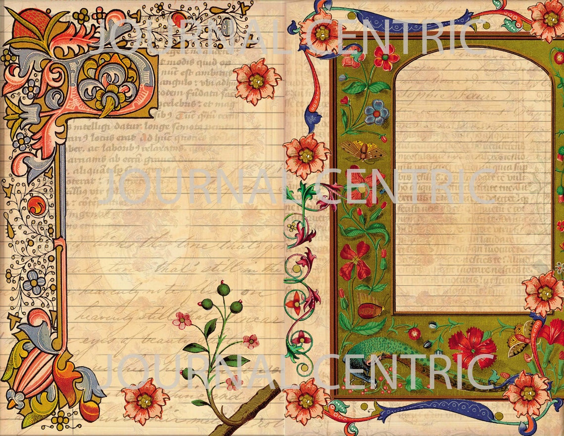 Medieval Floral Digital Journal Kit - Etsy