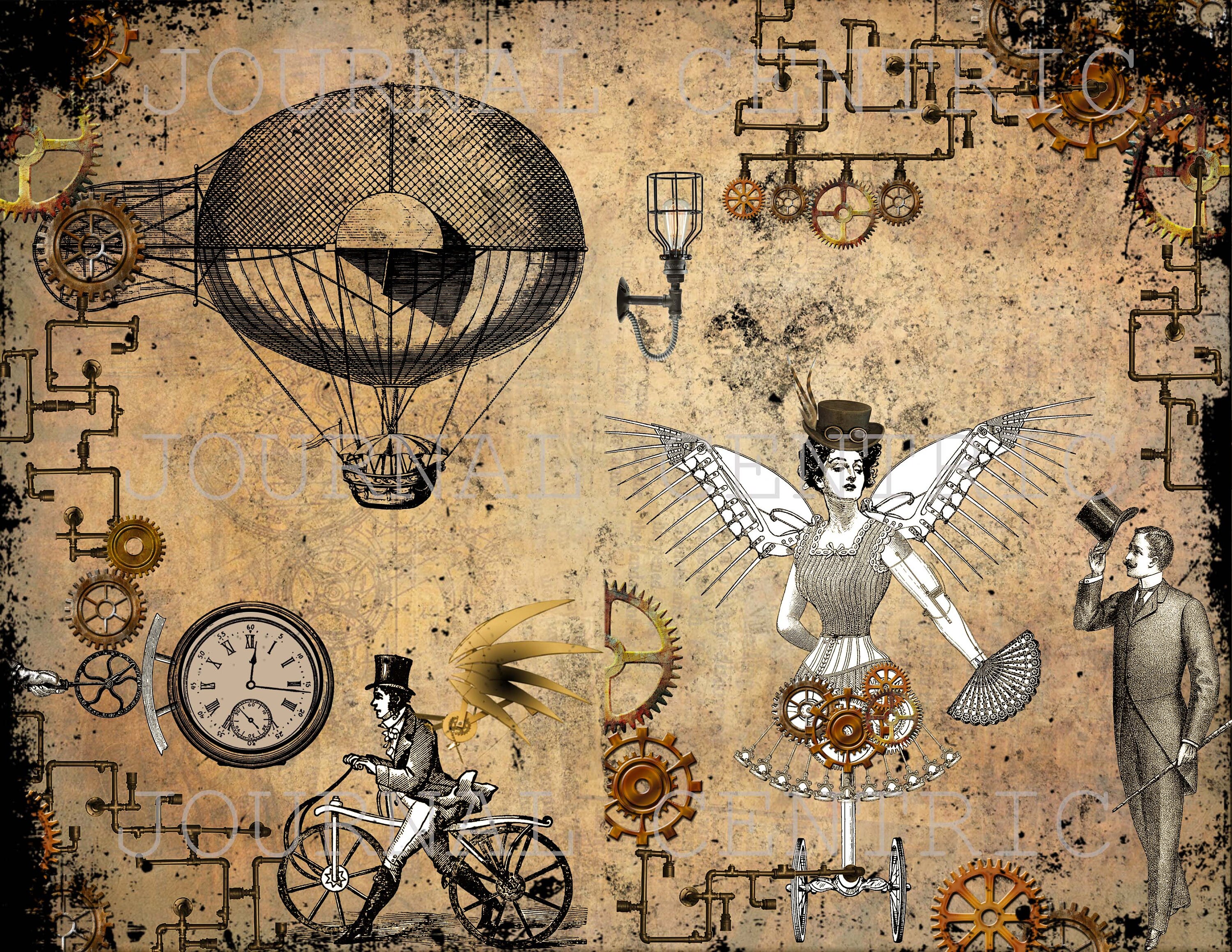 Grungy Steampunk Digital Journal Kit - Etsy