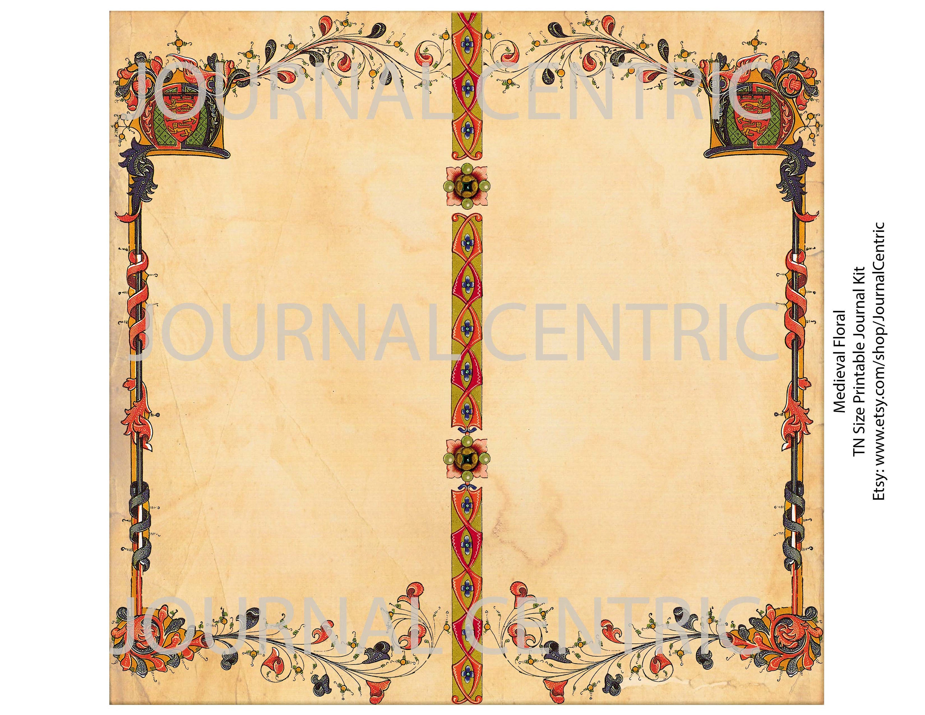 Medieval Floral Digital Journal Kit: TN Size | Etsy
