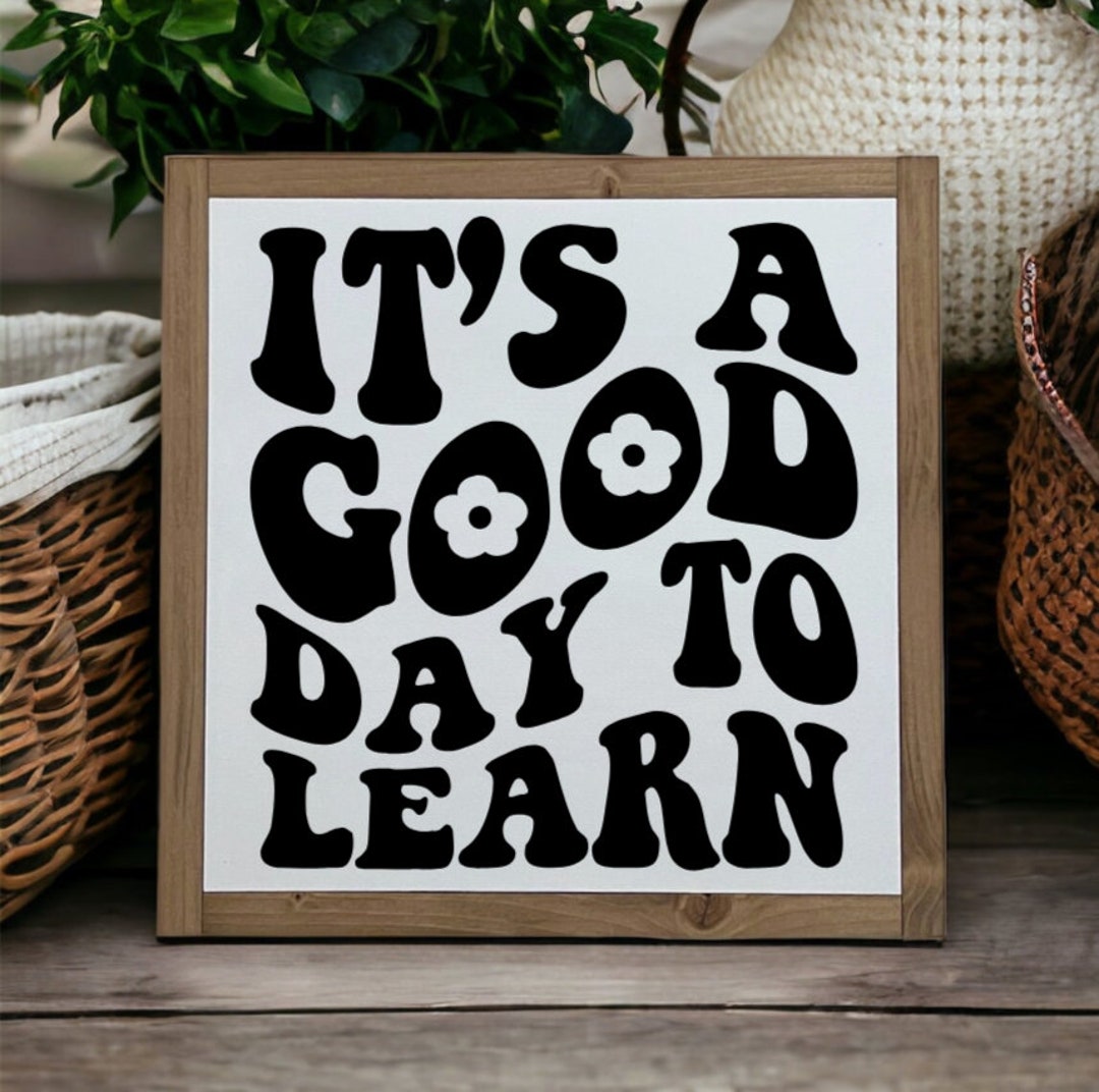 13x13 / It's a Good Day to Learn Retro Wall Art / Hippie Classroom ...
