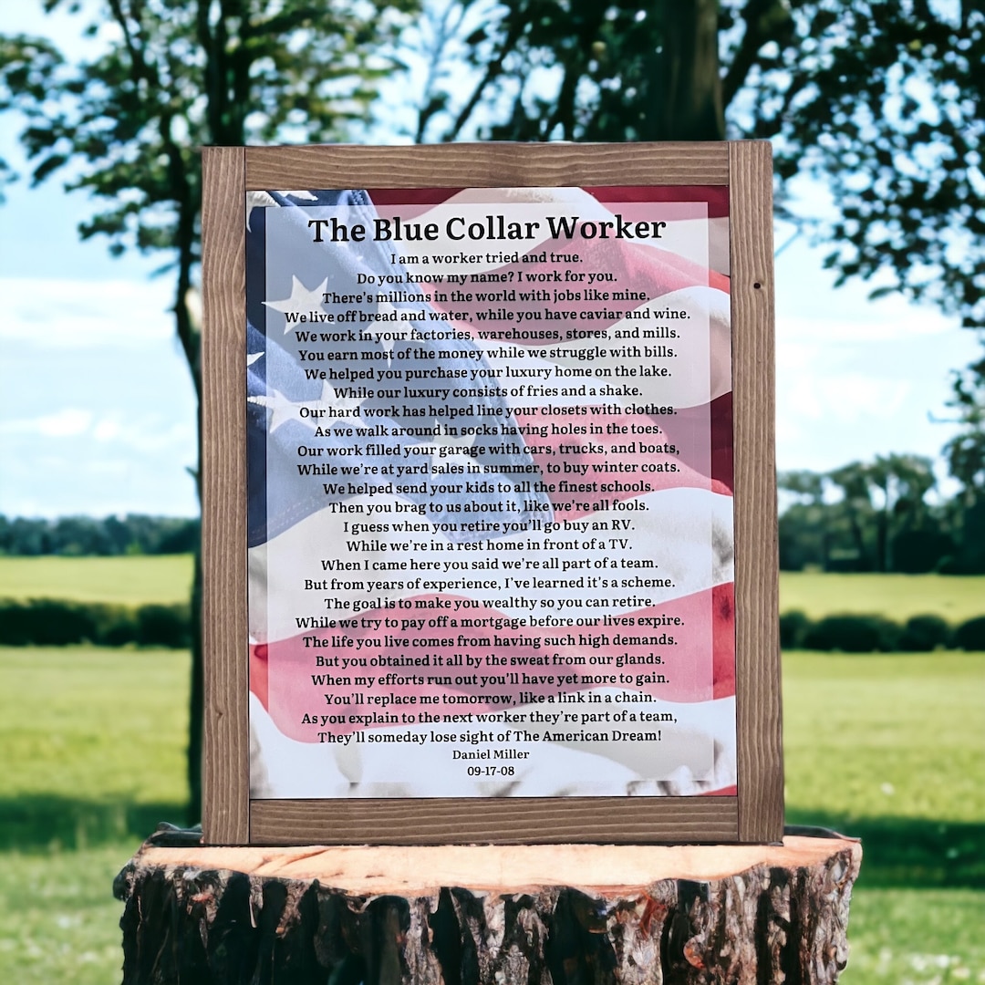 9.5x11.5 / the Blue Collar Worker Poem by Daniel Miller / Blue Collar ...