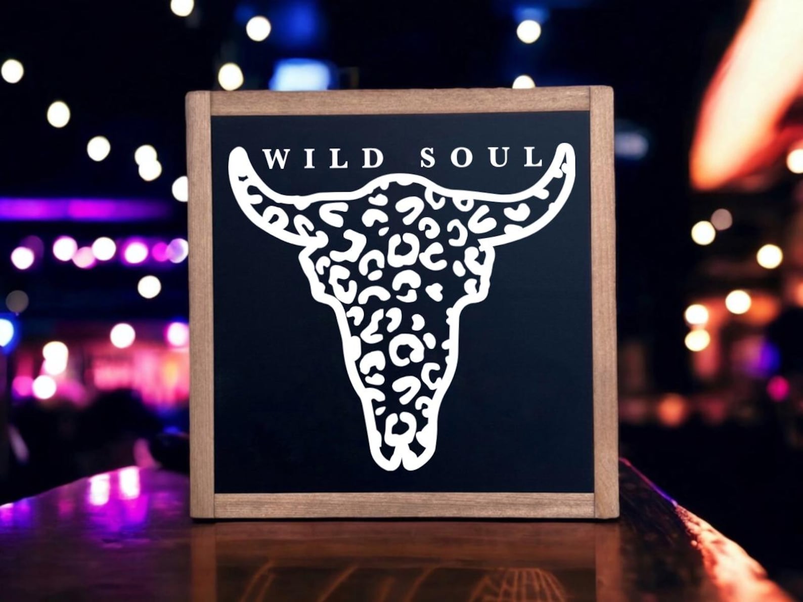 13x13 / Wild Soul Sign / Leopard Boho / Steer Head Decor / Rustic Chic ...