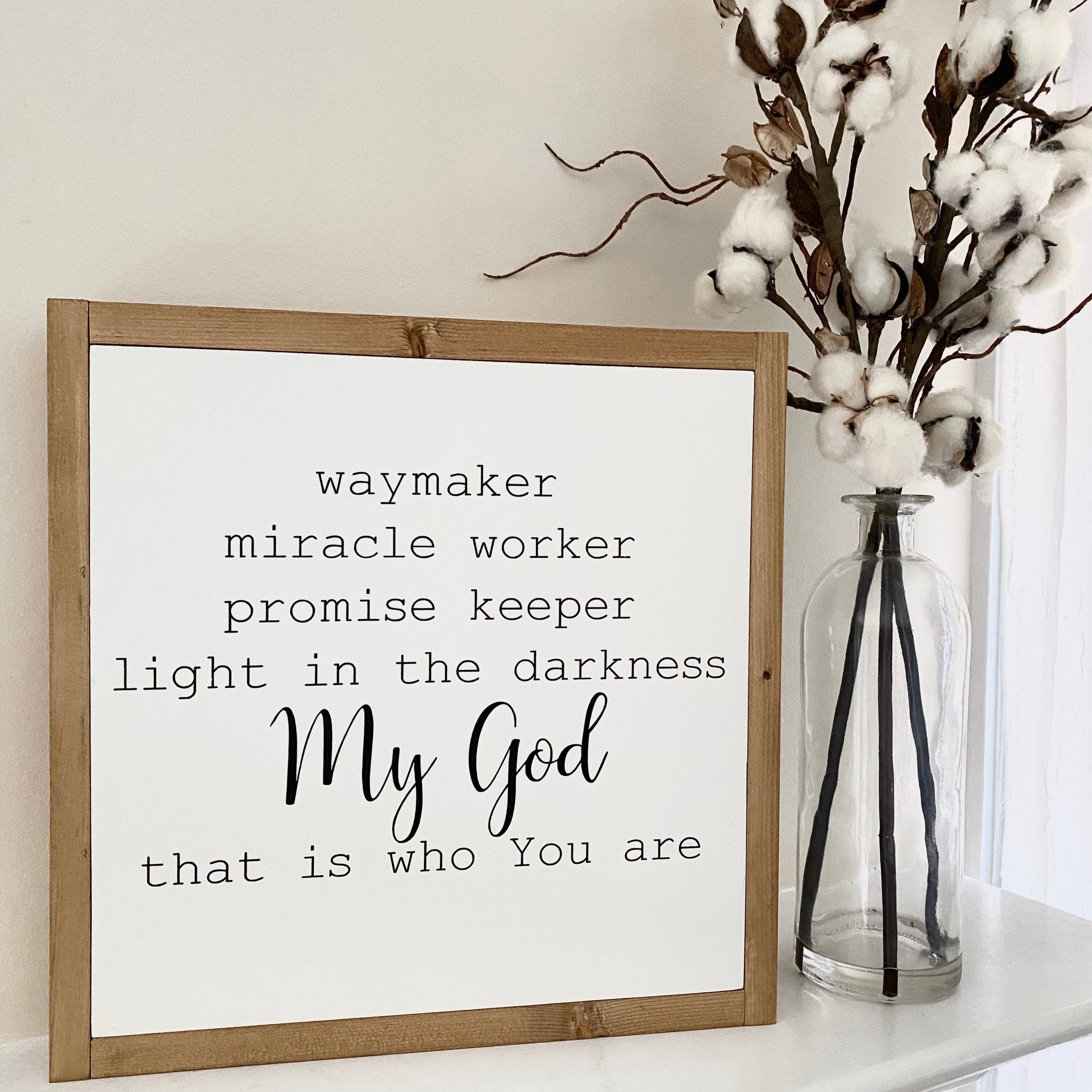 13x13 / Waymaker Lyrics / Wood Sign Home Decor Farmhouse Style | Etsy