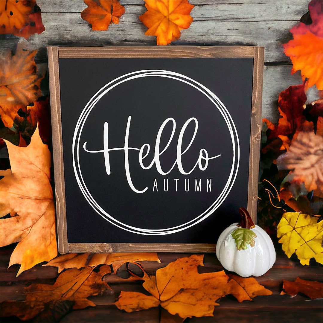13x13 / Hello Autumn Wood Sign / Modern Fall Wall Art / Minimalist Fall ...