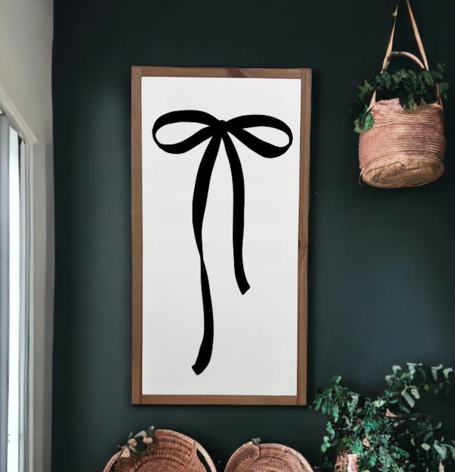 13x25 / Black Bow Wood Sign / Coquette Bow / Feminine Wall Art / Girls ...