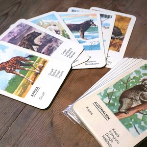 Vintage Animals Playing Card Set - 6 Pieces for Craft, Scrapbooking ...