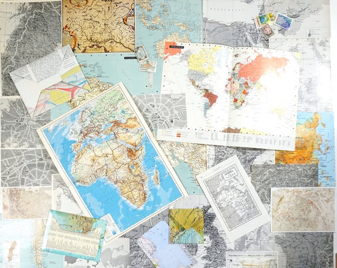 Vintage Maps Ephemera Pack, Cut Outs From Books for Collage ...